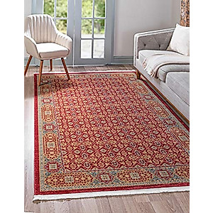 Unique Loom Palace Collection Traditional Geometric Area Rug, 3' 3" x 5' 3", Red/Light Blue