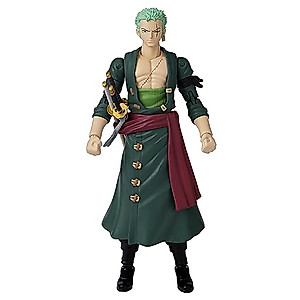 BANDAI Anime Heroes One Piece Figures Roronoa Zoro Action Figure, Articulated Zoro Anime Figure with Swappable Arms and Faces, One Piece Action Figures Pirate Toys Range, 17 cm