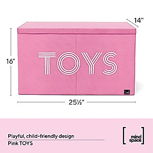 Mindspace Kids Toy Storage Organizer - Large Toy Chest for Girls - Big Toy Box for Girls, Boys, Baby, Toddler - Stuffed Animal, Baby Doll, Toy Storage Bins for Playroom Organization and Storage, Pink