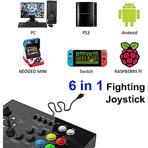 Fight Sticks PC,Arcade PC Joysticks Fight Stick Street Fighter Video Game Controller Fighting Joystick for PC, Nintendo Switch, NEOGEO Mini, NeoGeo Pro, PS3,Raspberry Pi, PS Classic, Android