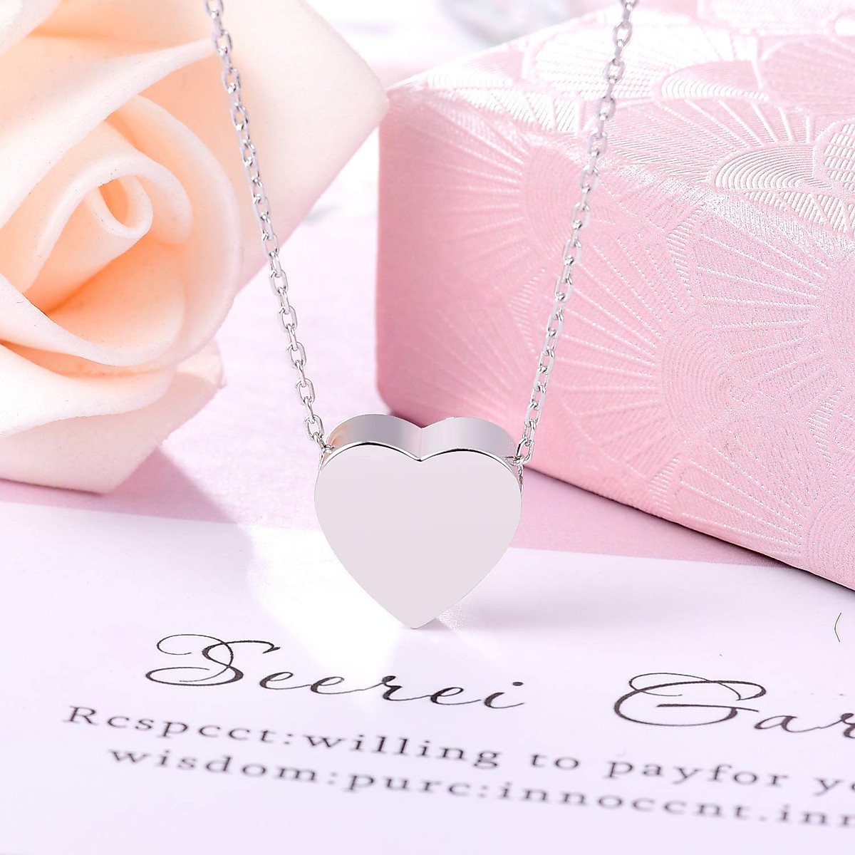 Jinlou 925 Sterling Silver Hold Loved Ones Heart Urn Necklace Pendant for Ashes Memorial Cremation Jewelry(Simple heart)