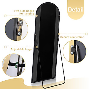 64"x21" Arched Full Length Mirror Gold Floor Mirror with Stand, Aluminium Metal Frame for Wall Mounted Full Body Mirror Leaning Body Mirror Hanging Wall Mirror for Bedroom Living Room Dressing Mirror