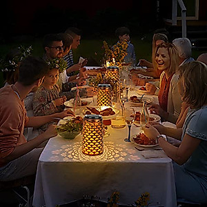 MZD8391 2 Pack Solar Lantern Lights Outdoor, Decorative Waterproof Garden Hanging Lights Metal LED Retro Lamp for Patio, Backyard, Deck, Garden, Porch, Pathway, Courtyard Balcony (Amber + White)