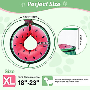 Didopet Inflatable Dog Cone, Watermelon Dog Donut Collar After Surgery, Dog Cone Alternative with Detachable Anti-Licking Shield, Soft Dog Cone for Large Medium Dogs Does Not Block View