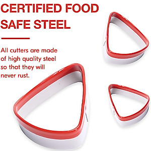 COOKIEQUE 3-Piece Candy Corn Cookie Cutter, Fall Thanksgiving Pumpkin Pie Cookie Cutters, Holiday Cookie Cutters, Unique Design with Protective Red Top PVC