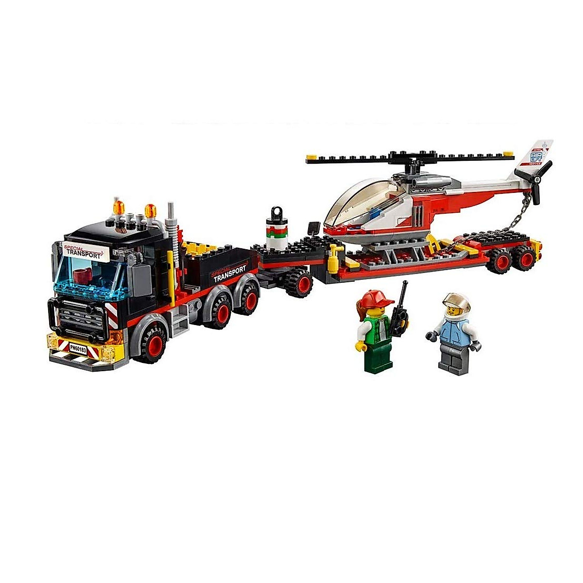 EGO City Heavy Cargo Transport 60183 Toy Truck Building Kit with Trailer, Toy Helicopter and Construction Minifigures for Creative Play (310 Pieces)