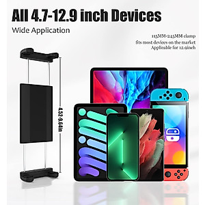 Charchendo Tablet Holder for Spin Bike, Universal Handlebar Phone Mount with Gooseneck for Stationary Exercise Bike, Elliptical, Compatible with iPad Pro/Air/Mini, Smartphones More Devices 4-13''