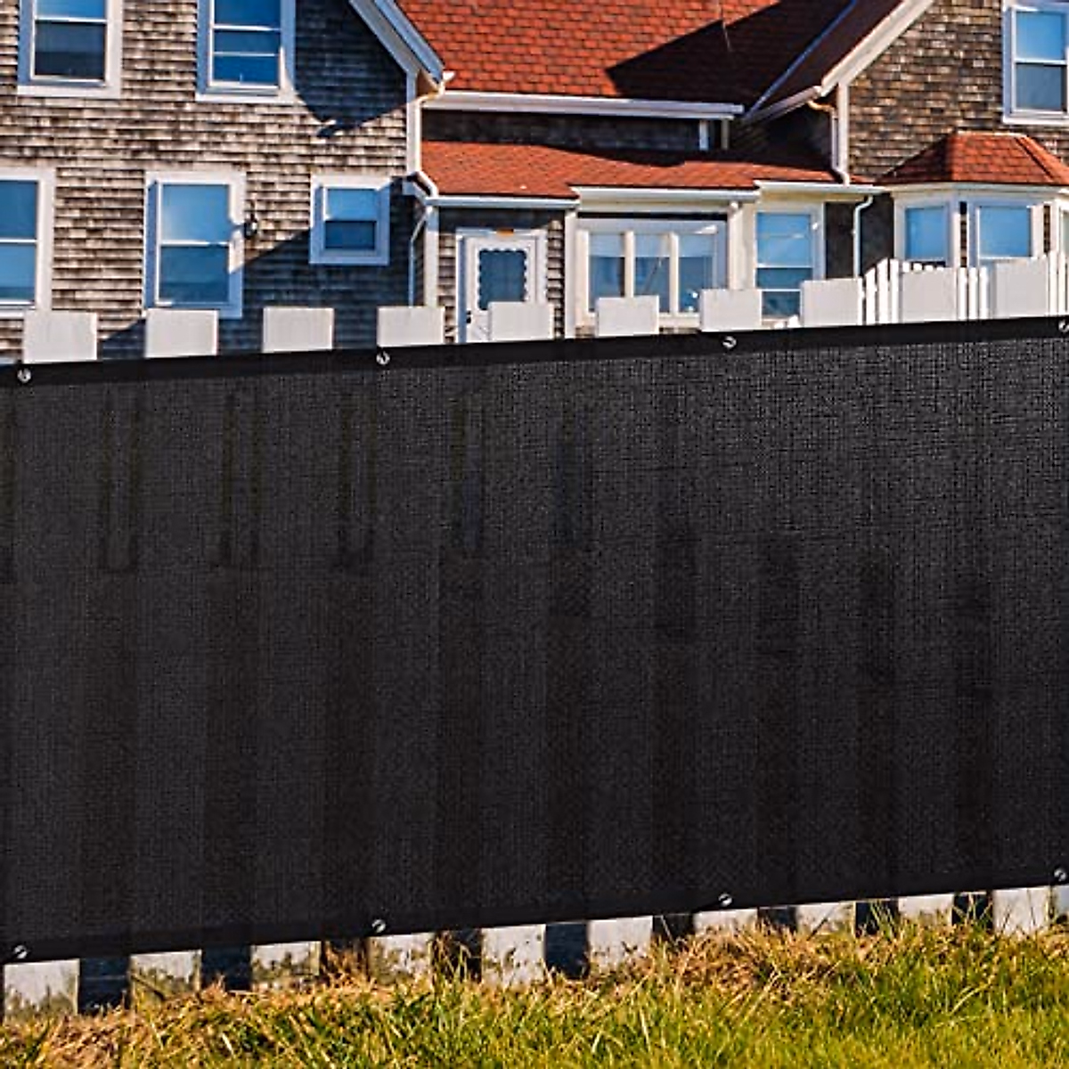 SPORTYOUTH 8ft x 50ft Privacy Screen Fence, Black Heavy Duty Windscreen Fencing Mesh Fabric Shade Cover with Brass Grommets for Outdoor Wall Garden Yard Backyard Patio Pool Deck Commercial