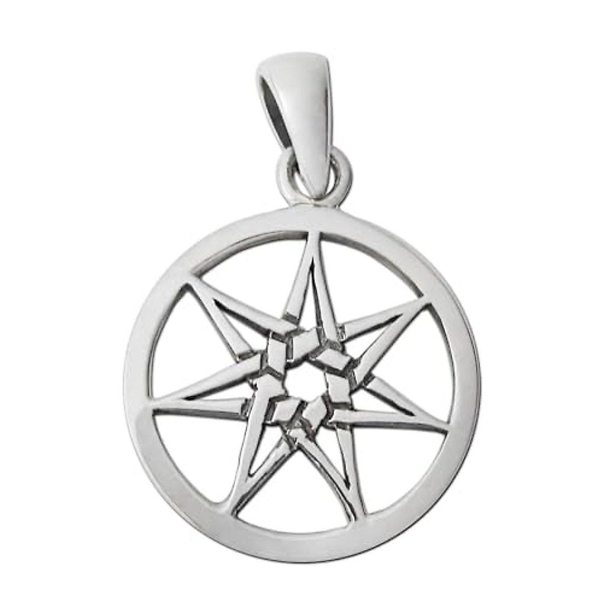 Moonlight Mysteries Fairy Star Pendant - Small Sterling Silver Faerie Star Septagram Pendant Jewelry (5/8 inch diameter)