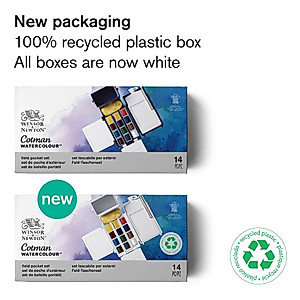 Winsor & Newton 390639 Cotman Water Colour Paint Field Box Set, Set of 12, Half Pans