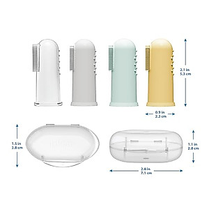 Dr. Brown's 100% Silicone Baby Finger Toothbrush and Toothpaste Set, 2-Pack Toothbrush with Storage Case, Fluoride-Free Apple Pear Toddler Toothpaste