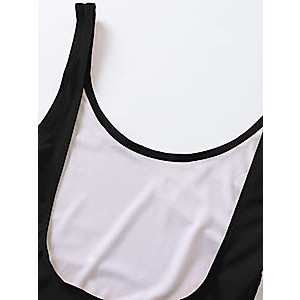 SMMY Women's Solid One-Piece Large Open Back Printed high Waist Swimsuit (Medium, Black)