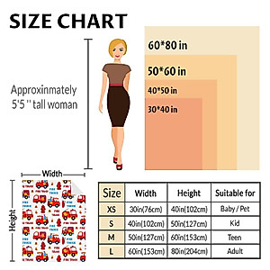 Fire Truck Blanket - Soft, Fuzzy & Warm - 40x50 Inches Small Throw Blankets for Couch, Sofa - White Cute Throw Gift for Girls, Boys