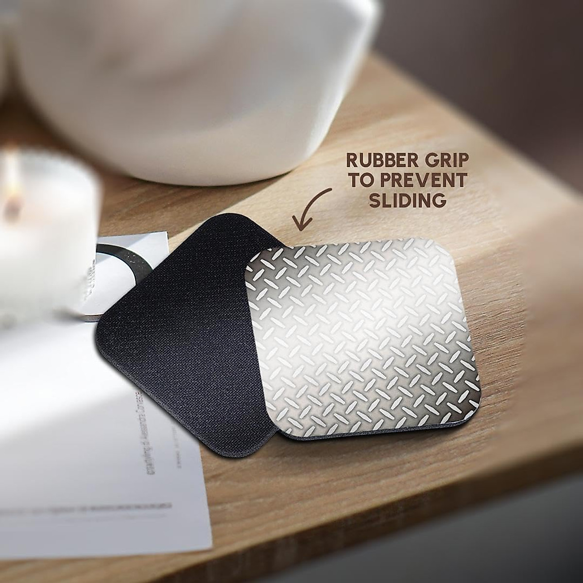 3dRose Gray Steel Diamond Plate Industrial Pattern - Soft Coasters, Set of 8 (CST_219468_2)