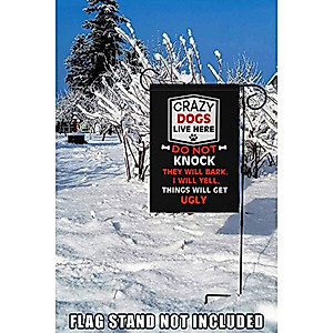 Monaco Garden Flag Crazy Dogs Live Here Welcome Garden Flags Double Sided Yard Flag Fall Garden Flag 12 x 18 Inch Dog Garden Flag