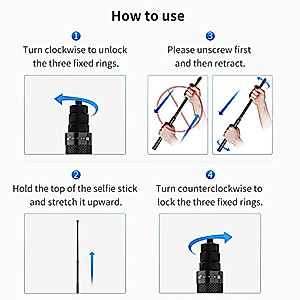Selfie Stick for GoPro Insta360, Carbon Fiber Selfie Pole for Go Pro Max Hero 11 10 9 8 7 6 5 Insta 360 One RS X2 Go 2 DJI Action 2 AKASO Monopod Lightweight Waterproof Extension (116cm/45 inch)