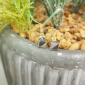 Dazzlingrock Collection 0.10 Carat (ctw) White & Black Round Diamond Micro Pave Setting Kite Shape Stud Earrings 1/10 CT, Sterling Silver