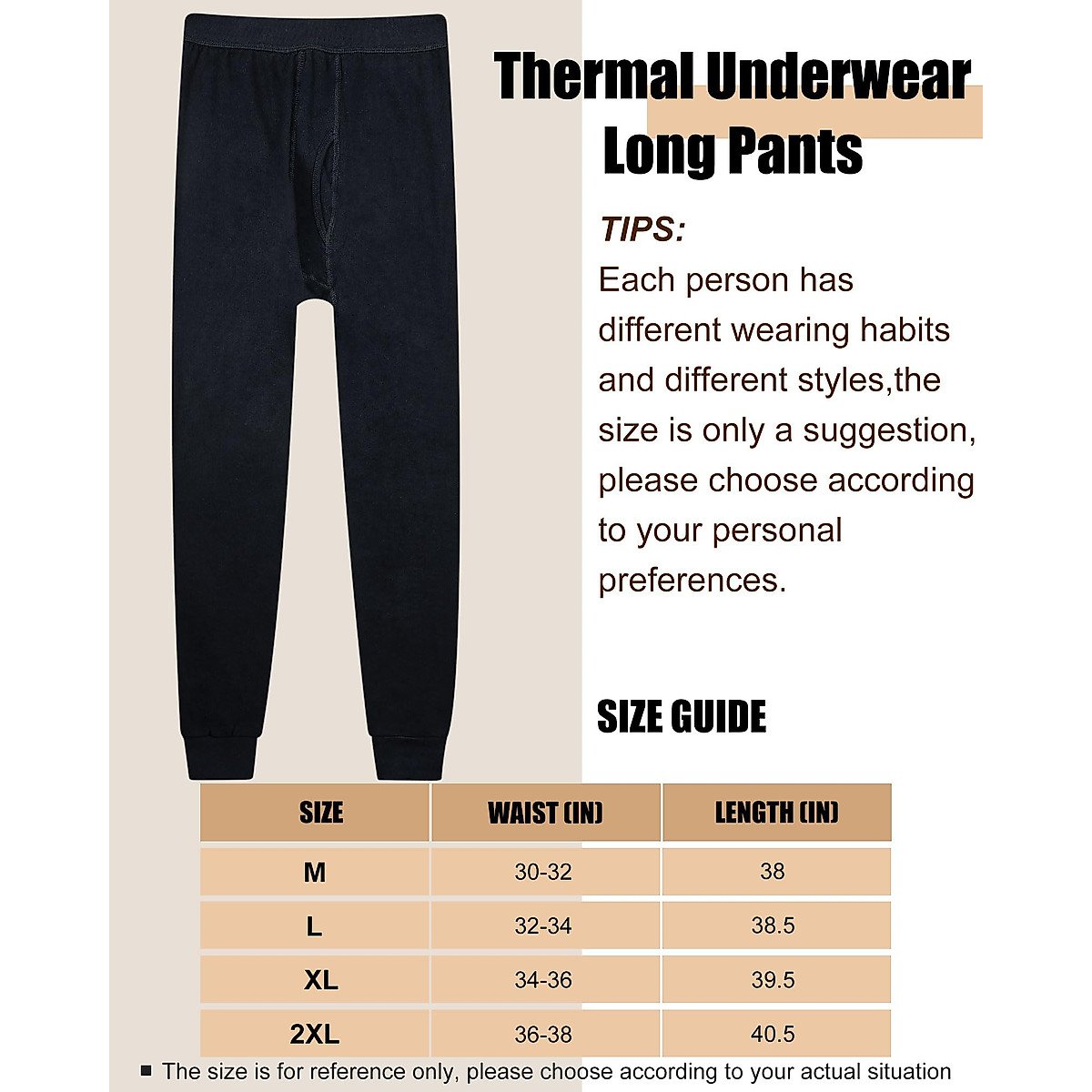 Jecery 4 Pcs Lightweight Men's Thermal Underwear Pants Warm Long Johns Leggings Base Layers Bottoms Winter (Black Gray,Large)