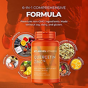 Mt. Angel Vitamins - Zinc Quercetin with Bromelain Supplement – Immune Support & Respiratory Health - Quercetin 500mg Capsules | Zinc 50mg | Vitamin C Capsules | Immune Booster for Adults - 300ct.