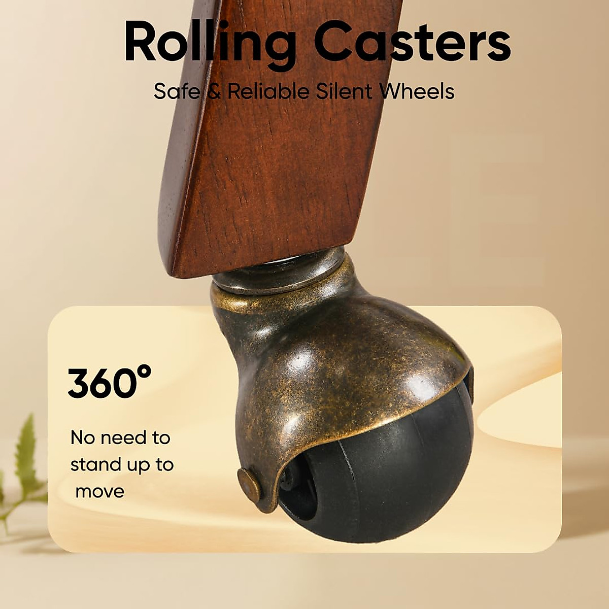 LEEMTORIG Large Dining Chairs with Casters and Arms, Rolling Dining Chairs with Wheels, Accent Game Chairs Boss Caption's Chairs, 26" D x 25.2" W x 31.5" H, Cherry Legs & Black SY-1533-BK