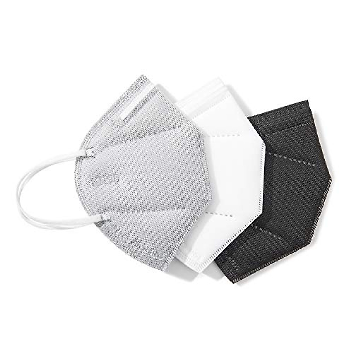 ApePal 5-Layer Disposable KN95 Face Masks Wide Elastic Ear Loops Safety Face Mask,Black,50PCS/pack