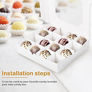 Empty White Pick and Mix Sweet Boxes with Inserts Clear Window and Divider 16-Compartments Quick Assemble Sampler Boxes for Chocolate Sweet Assortment (30 Pcs)