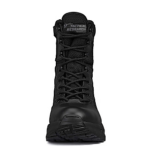 Tactical Research MAXX 8Z 8” Ultra-Cushioned Maximalist Black Tactical Boots for Men with Zipper - Designed for Police, EMS, and Security with Slip-Resistant Vibram Outsole, Black - 12 W
