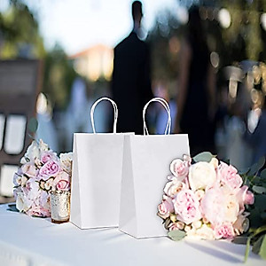 GSSUSA Kraft Paper Gift Bags 5.25x3.75x8 Paper Bags with Handles, White (20 Pcs), Bulk Kraft Gift Bag for Shopping, Craft, Grocery, Party, Retail, Lunch, Business, Wedding, Merchandise, Boutique