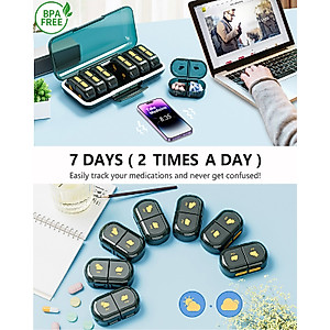 Pill Organizer 2 Times a Day, Large Weekly AM PM Pill Organizer, Acedada Twice Daily Pill Box 7 Day with Detachable Compartment, Big Medicine Container Case Holder for Vitamin Fish Oil Supplement, DG