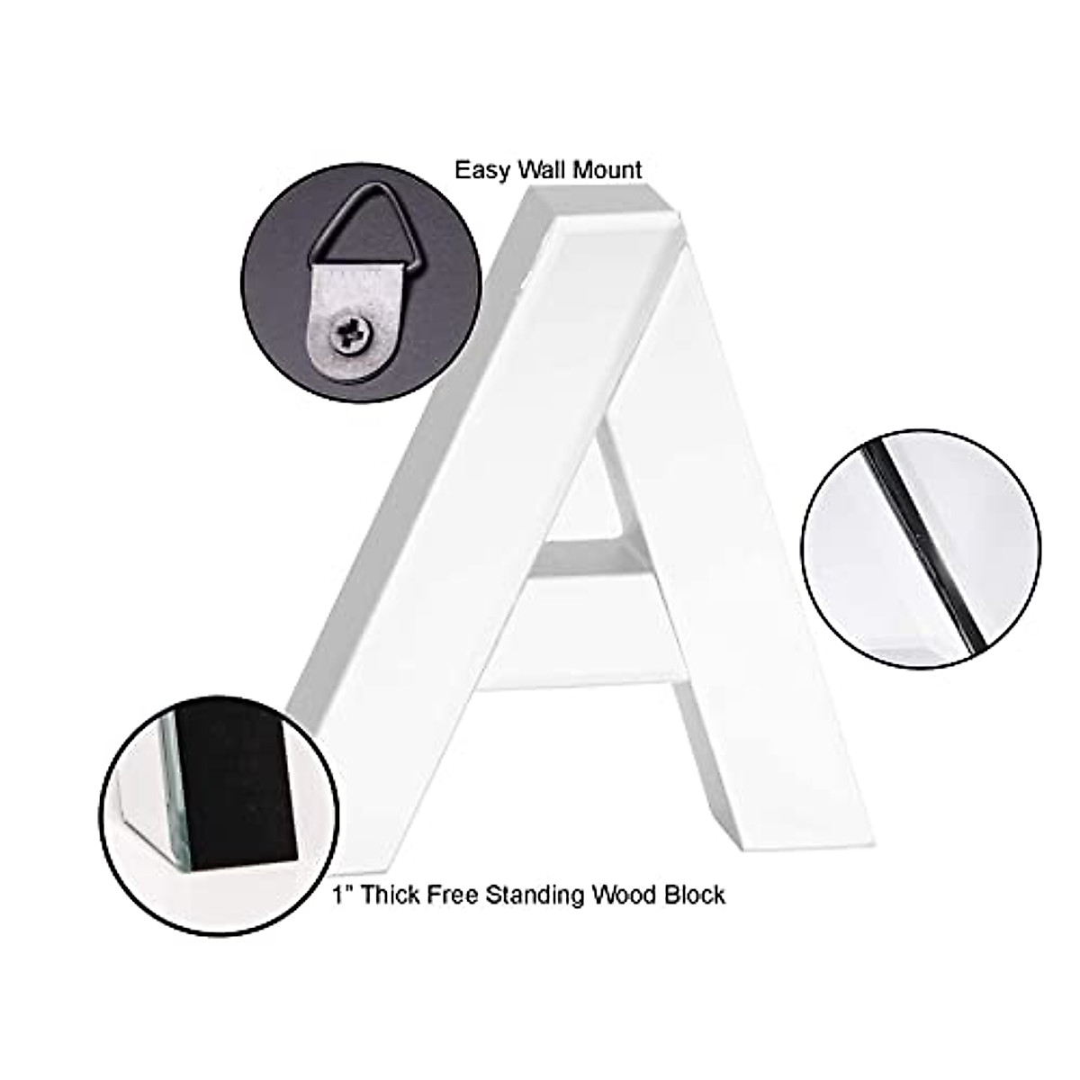 COLLECTIVE HOME - 7-inch Tall Mirrored Glass and Wood Decorative Letter, Home-Bedroom-Office Wall Décor. Perfect Fun Gift to Encourage Girls, Young Ladies & Teens. (A)