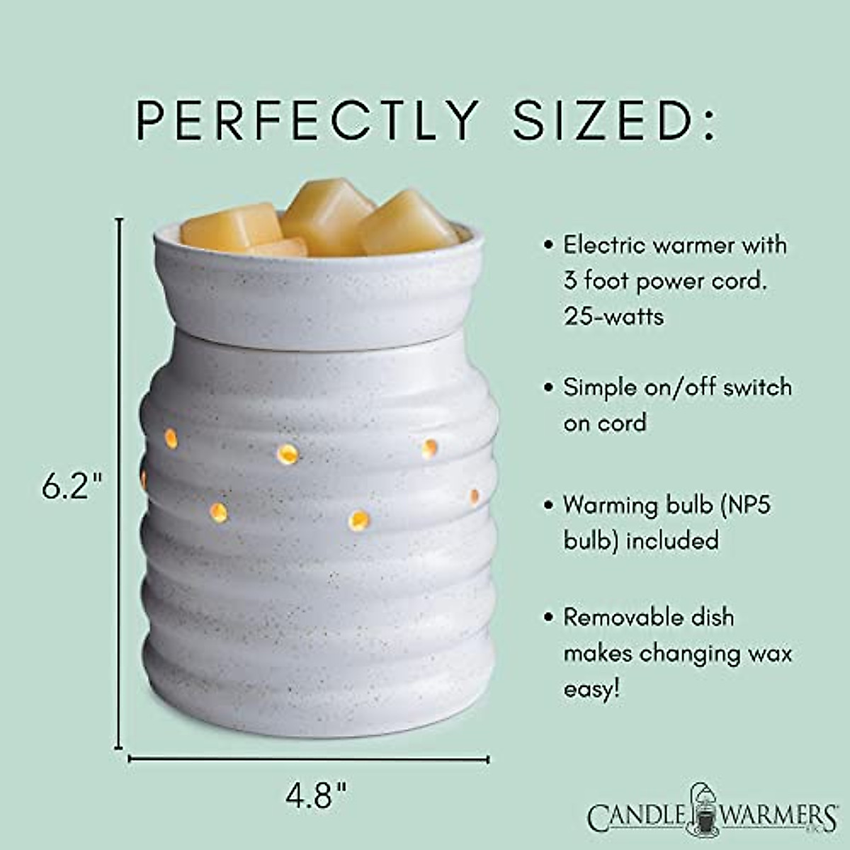 CANDLE WARMERS ETC. Illumination Fragrance Warmer- Light-Up Warmer for Warming Scented Candle Wax Melts and Tarts or Essential Oils to Freshen Room, Farmhouse Milkjug