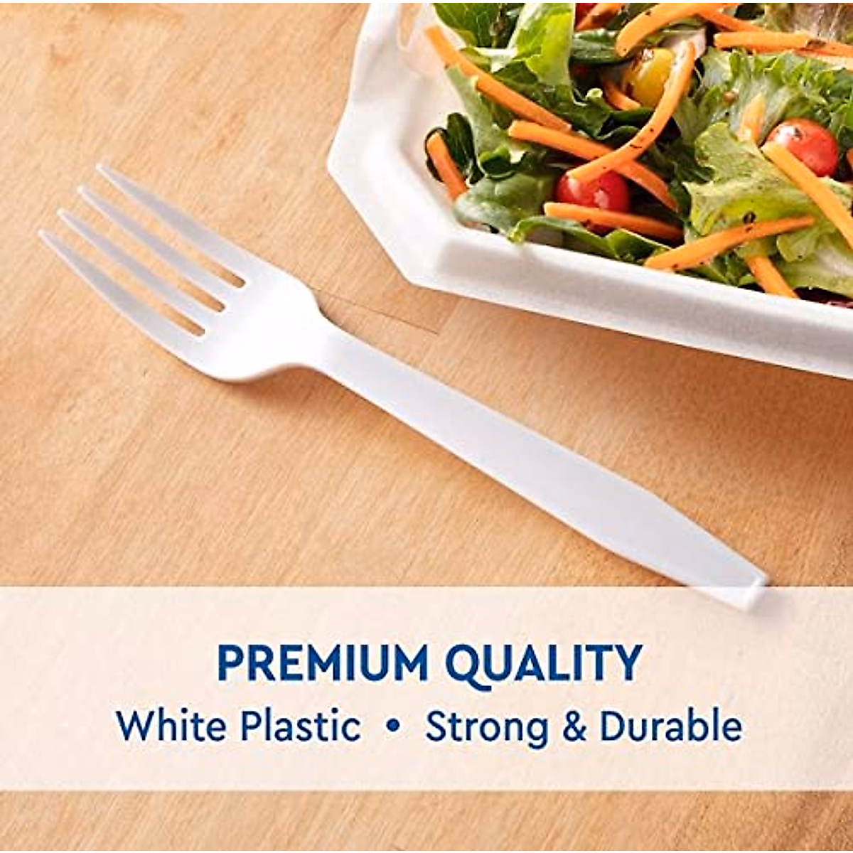 Member''s Mark Heavyweight White Plastic disposable (Spoons , Forks ,Knives) Great for home, office and picnics (Forks)