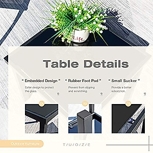 Tuoze 3 Pieces Patio Furniture Set Outdoor Garden Conversation Sets Modern Porch Furniture Lawn Chairs with Glass Coffee Table for Poolside Backyard Balcony