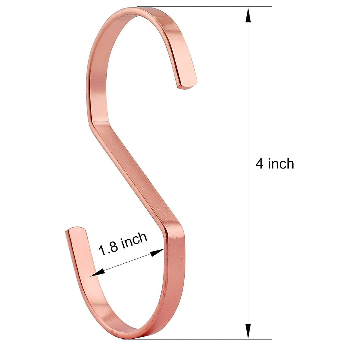 METLUCK 16-Pack 4 Inch Flat S Shape Hooks Heavy-Duty Chrome Finish Hanging S Hooks for Kitchenware, Pots, Utensils, Plants, Towels, Gardening Tools, Clothes (Rose Gold)