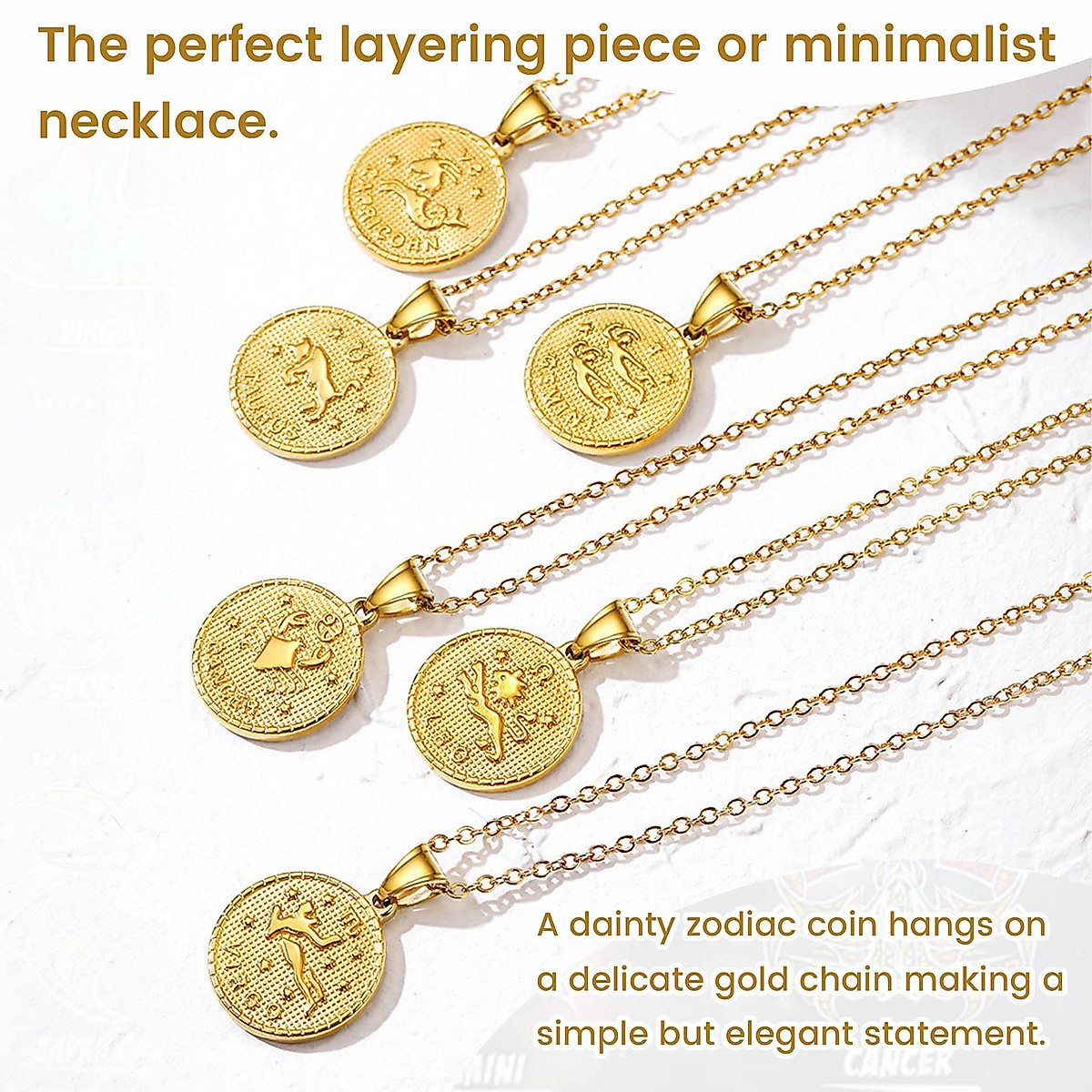 GOLDCHIC JEWELRY Women's Taurus Necklaces, 12 Constellation Gold Tau Pendant Necklace Star Sign Jewellery Gifts