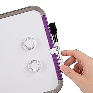 Deli Magnetic Dry Erase Board, 8.5 x 11 Inches, Small White Board with Markers & Magnets for Refrigerator, Locker, Kids, Students, Purple Frame
