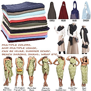 Iristide Womens Long Scarf in Solid Color, Light Weight Large Shawls Wrap for Beach Outdoor Camping Traveling Sunscreen Neckwear 75×43 inch (Black)