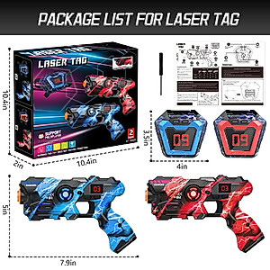 OSALON Laser Tag Guns Set of 2 with Digital LED Score Display Vest Multi-Functional Laser Tag Fun Indoor&Outdoor Toys for Kids Ages 8 9 10 11 12+ Years Old Boys Girls Teens Adults Birthday Gift
