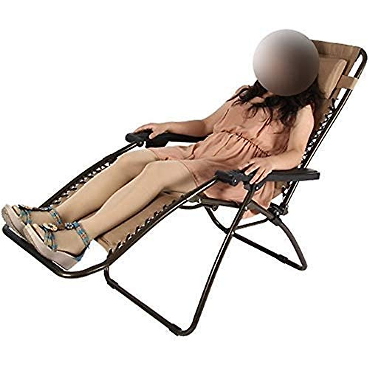 XZGDEN Lightweight Mahanz Sun Lounger Camping Chairs Zero Gravity Lounge Chair with Pillow Adjustable Folding Recliner Outdoor Patio Chair Brown