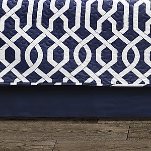 Lush Decor Navy and White Edward Trellis Patterned Daybed Cover Set Includes Bed Skirt, Pillow Shams and Cases, 75" X 39", 6 Piece