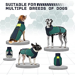 T'CHAQUE Warm Dog Jacket, Cold Weather Coat for Small Medium Large Dogs, Waterproof Reflective Turtleneck Dog Vest, Winter Fleece Dog Outfit with Leash Ring Windproof Adjustable Dog Apparel Clothes