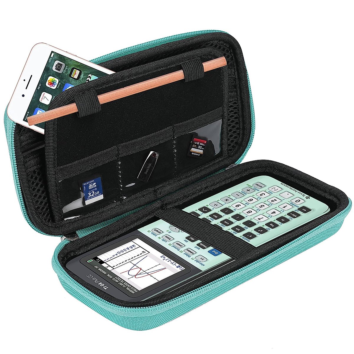 ProCase Hard EVA Case for Texas Instruments Ti-84 Plus CE, Durable Travel Storage Carrying Box Protective Bag for Ti-84 Ti-83 Ti-85 Ti-89 Ti-82 Plus/C CE Graphing Calculator and More –Mint