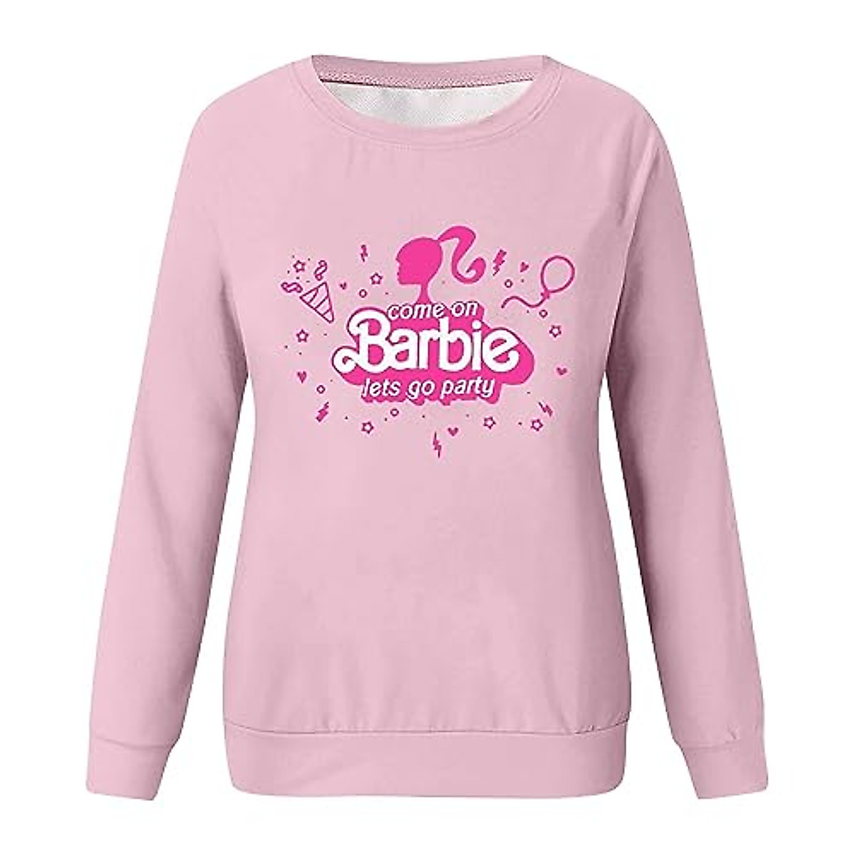ANNAPU Come On Let's Go Party Sweatshirt Women Trendy Girls Shirt Cute Bachelorette Pullover Fall Casual Holiday Tops Pink