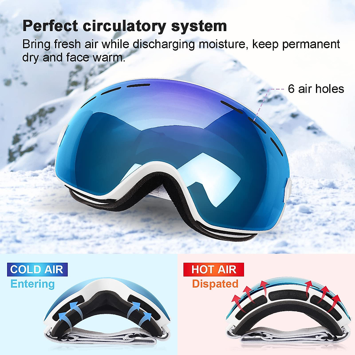 EXP VISION Ski Snowboard Goggles with Balaclava Ski Mask for Women Men and Younth, OTG Snow Goggle Anti Fog Winter Face Mask