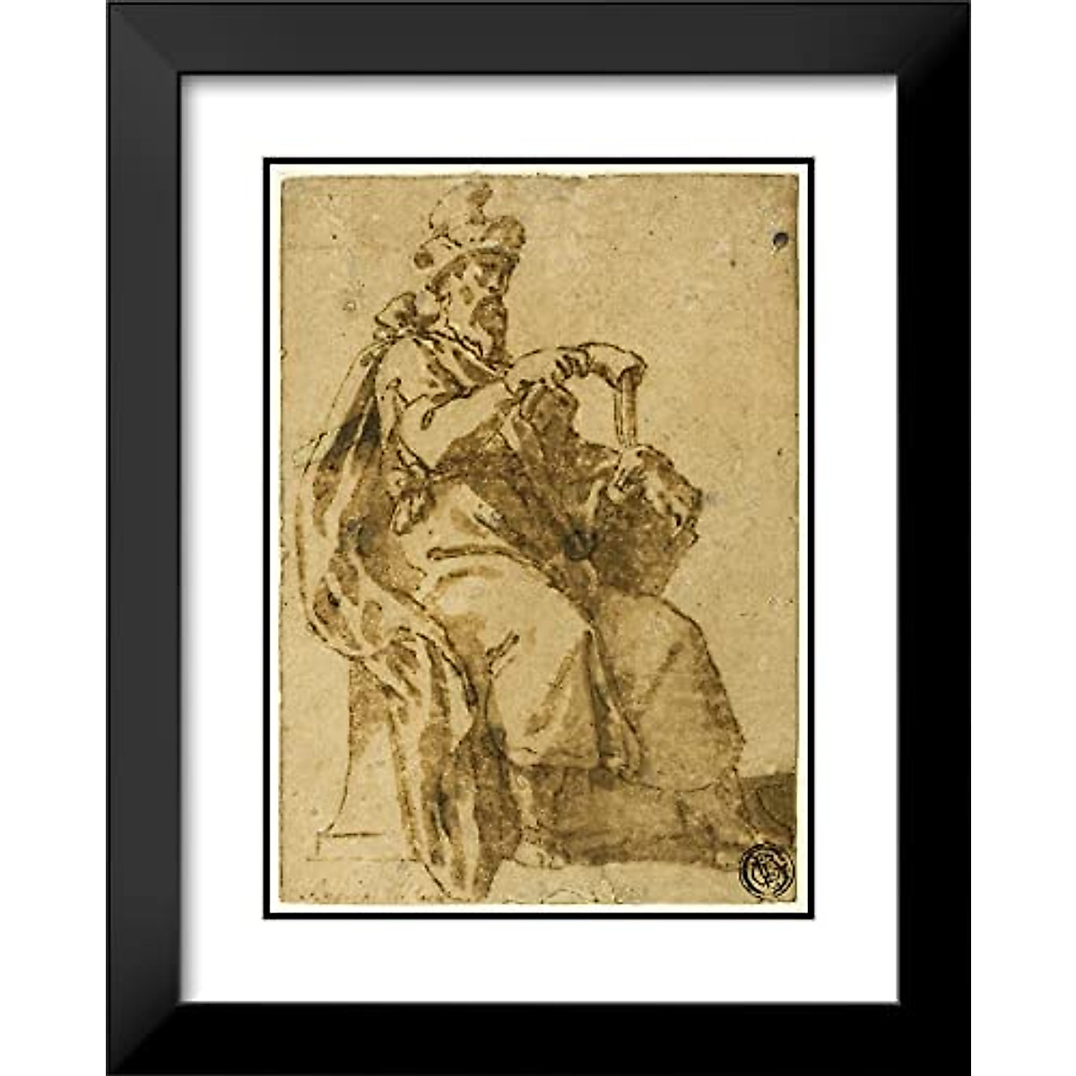 ArtDirect Cesare Nebbia 14x18 Black Modern Frame and Double Matted Museum Art Print Titled - Samuel Enthroned (1586-89)