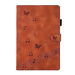 Business Special Butterfly Phonogram Pattern Cover with 2 Credit Card Slots Pencil Holder Kickstand Protective Case for iPad Air 1/iPad 5 9.7"-Brown