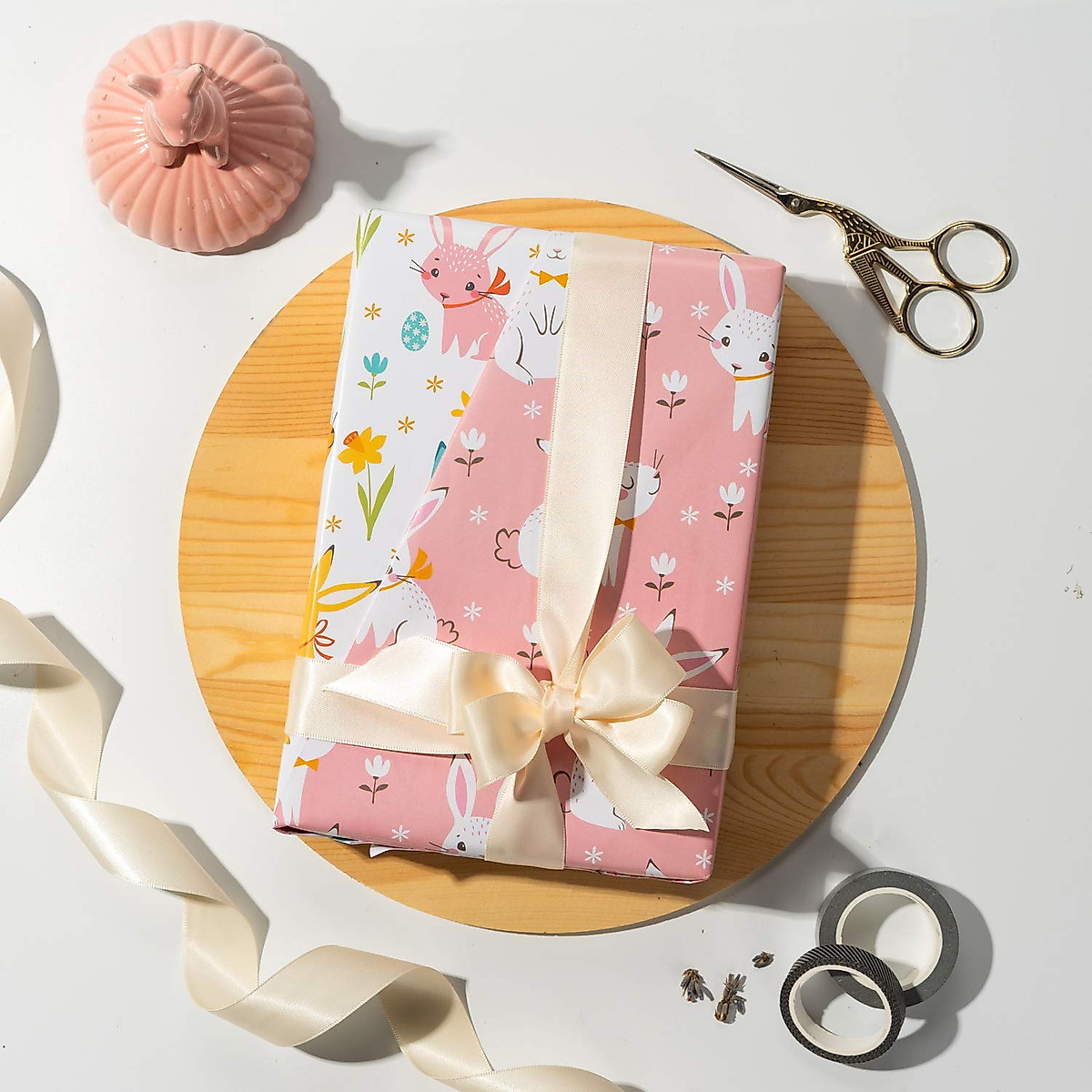 WRAPAHOLIC Wrapping Paper Sheet - Spring Easter Pattern for Birthday, Holiday, Party, Baby Shower - 1 Roll Contains 6 Sheets - 17.5 inch X 39.3 inch Per Sheet