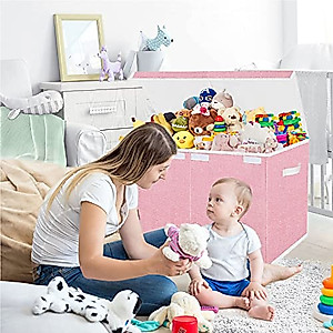 Pantryily Toy Storage Box for Girls, Large Kids Toy Chest Boxes Organizers and Storage 24.5"x13"x16"(Pink)