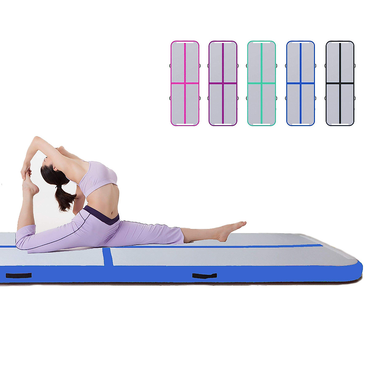 Lucear Inflatable Air Gymnastics Mat Training Mats 10ft/13ft/16ft/20ft Gymnastics Tracks for Home Use/Training Blue