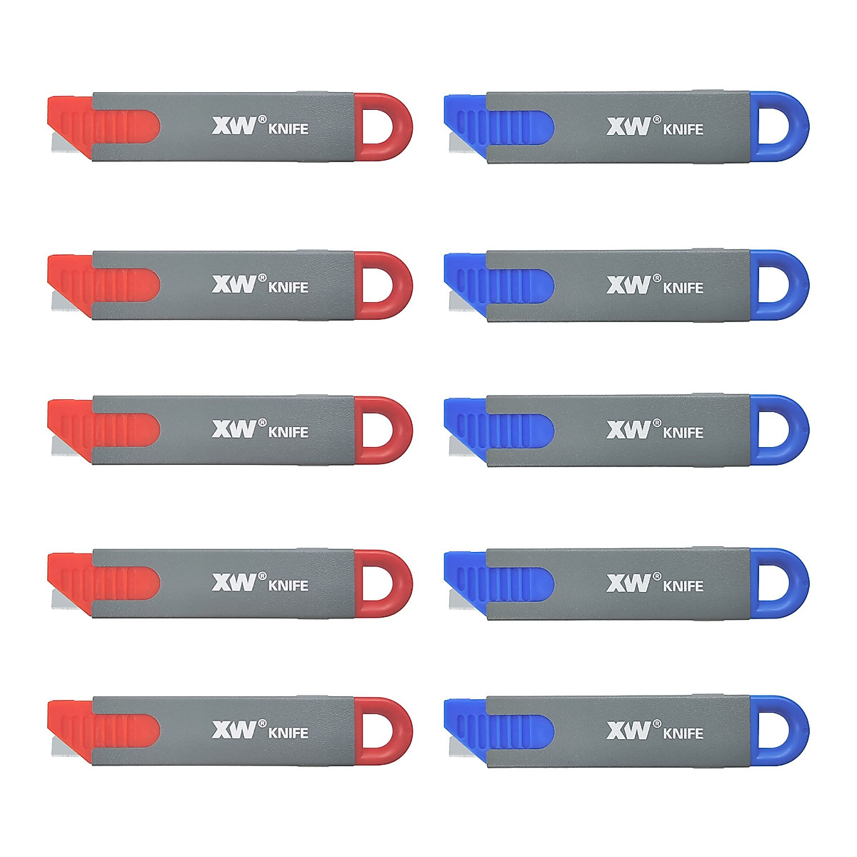 XW Handy Safety Box Cutters, Auto-retractable Razor Blade Carton Cutter for Opening Packages, 10-Pack